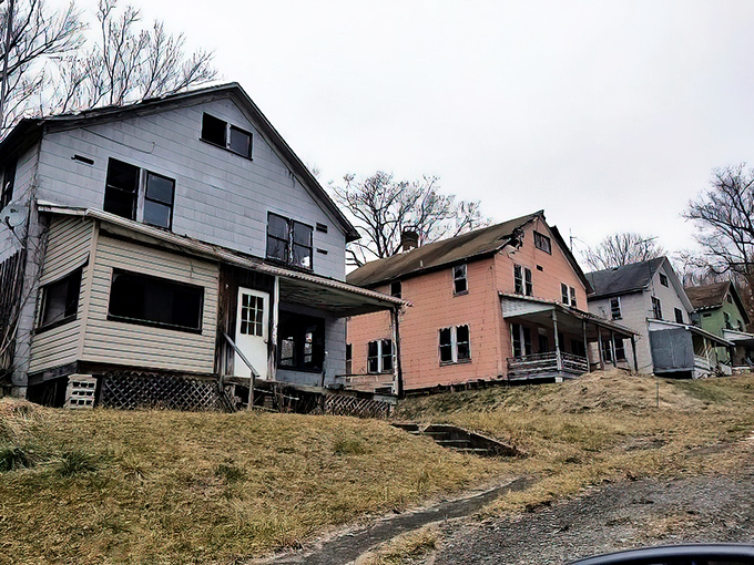 These weathered homes tell stories of another era in Kittanning's history, their faded colors and worn porches whispering tales of generations past.