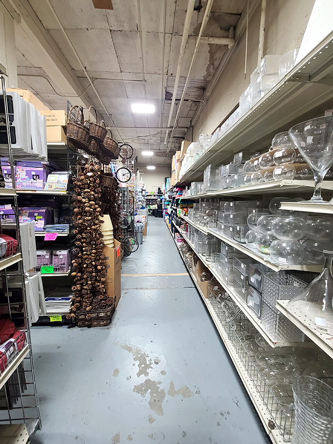 Crystal stemware stretches endlessly, like a glassware parade waiting for the perfect dinner party to crash gracefully.