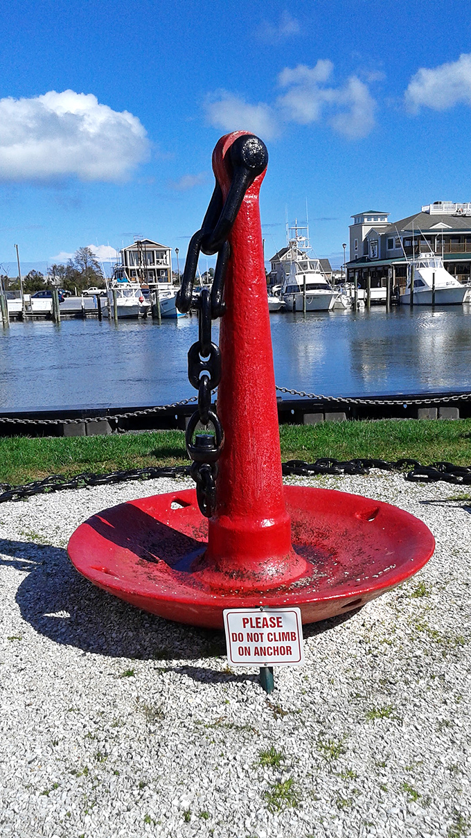 This isn't just any anchor—it's a physical reminder of how lightships stayed put while everything around them was in constant motion.