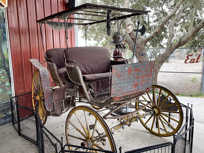 This antique carriage remembers when horsepower meant actual horses, not whatever's under your hood.