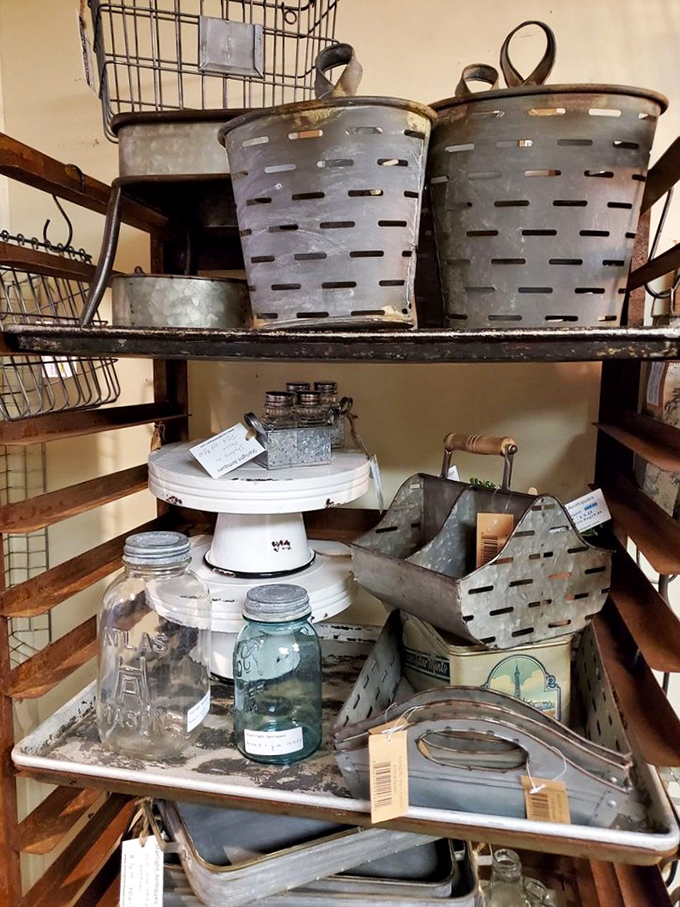 Rustic metal meets vintage glass in this farmhouse fantasy. These aren't just containers; they're time capsules from when Mason jars ruled the world. 