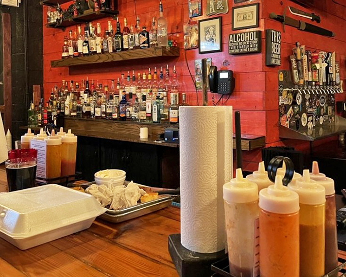 Where the magic potions live&mdash;sauce bottles standing ready like tiny soldiers in the flavor war against bland food everywhere.