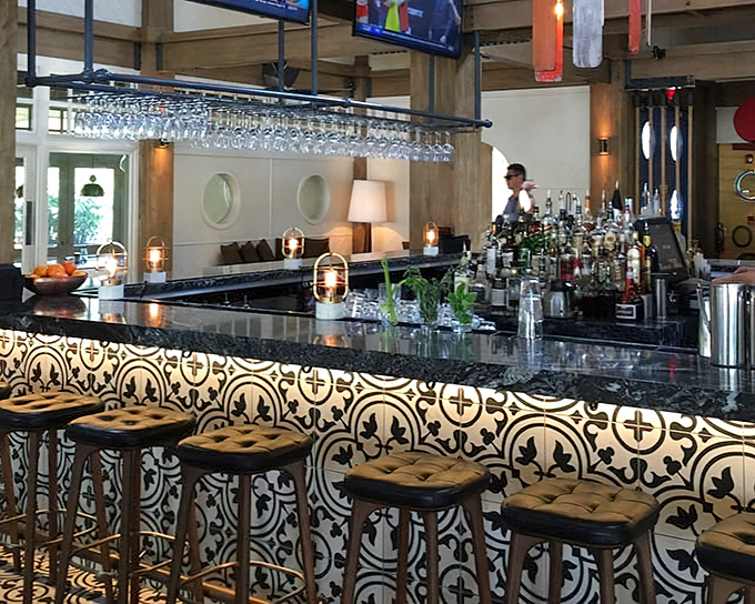 This isn't just a bar&mdash;it's command central for liquid happiness. Those patterned tiles tell stories of cocktails past and future.