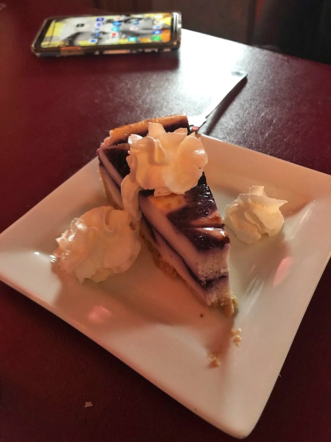 This slice of blueberry cheesecake doesn't just end the meal&mdash;it provides closure, like the perfect final chapter of a delicious story.