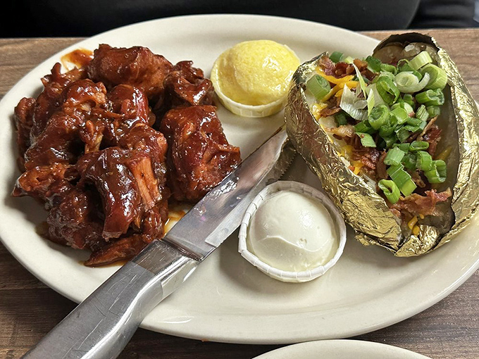 BBQ pork that's had a long, meaningful relationship with sauce and smoke. The kind of dish that makes conversation stop and eyes close in appreciation.