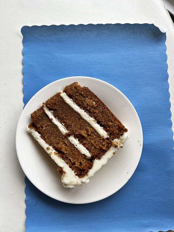 Layer upon layer of moist carrot cake with cream cheese frosting &ndash; proving vegetables can indeed be the foundation of something magical.