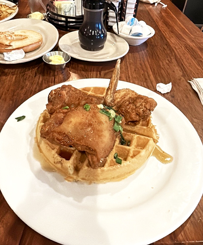 Chicken and waffles &ndash; the ultimate "why didn't we think of this sooner?" breakfast innovation that makes Monday mornings bearable.
