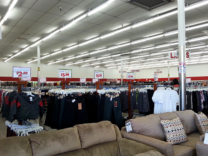 The clothing section&mdash;where $5.99 can transform your wardrobe faster than any celebrity stylist, minus the attitude and invoice.