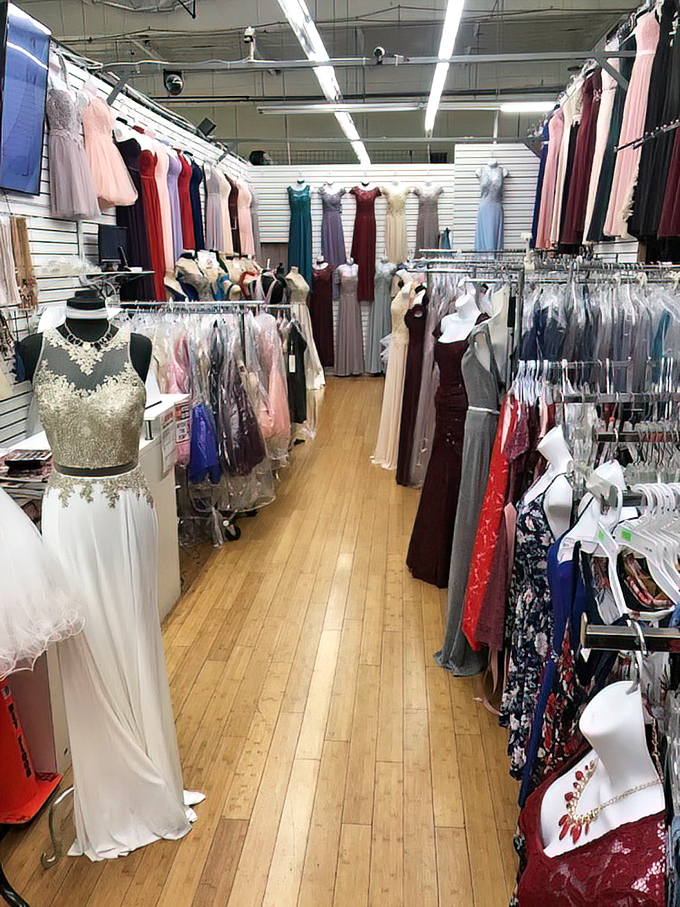 Formal wear that rivals red carpet selections, all without the Hollywood price tag. From proms to weddings, these racks hold dreams.
