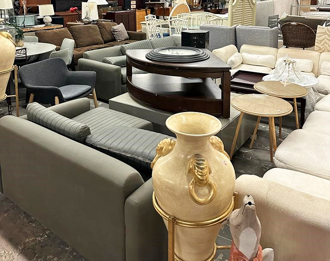 Living room furniture arranged in conversational clusters, as if the sofas themselves are catching up on gossip from their previous homes.