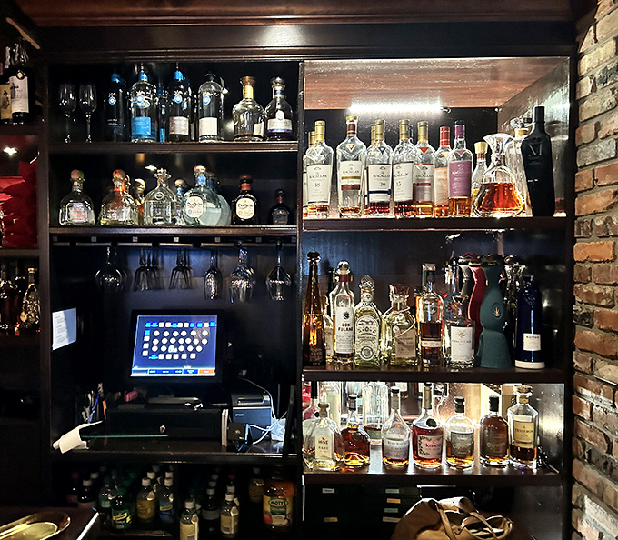 Not just bottles on shelves&mdash;this is a library of liquid happiness. More premium spirits than a haunted mansion, all waiting to accompany your steak.