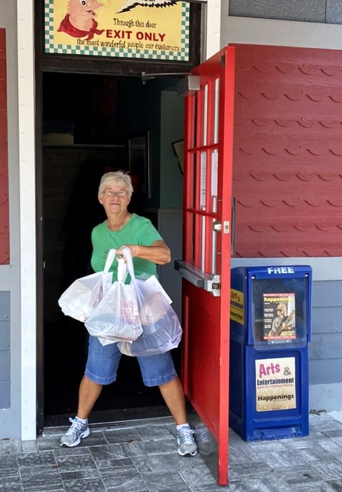The ultimate sign of a local favorite: happy customers leaving with takeout bags. When the food's this good, you want some for later too. 