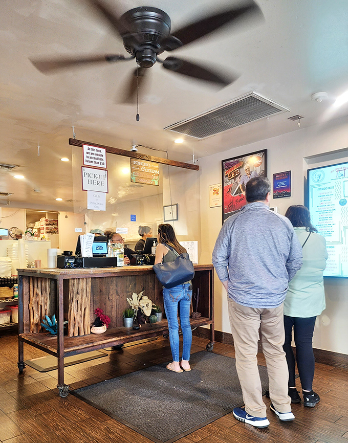 The ordering counter tells the real story—people willing to stand in line for food that's worth the wait. No fancy hostess stand needed.