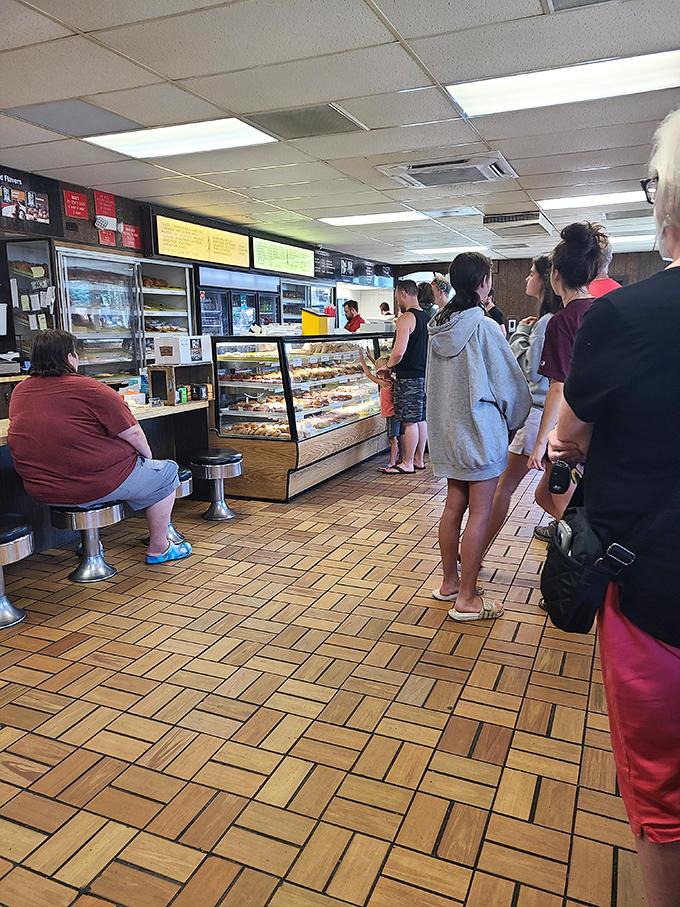 Even the line moves with purpose here, as customers know exactly what sweet rewards await their patience.