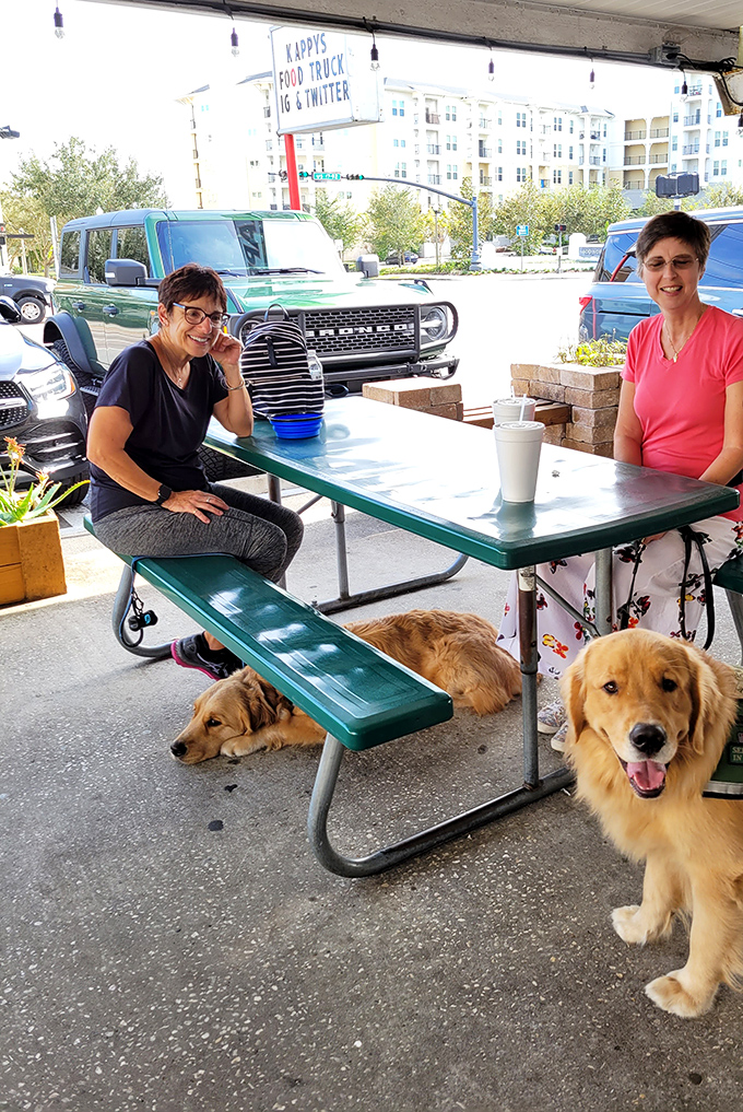 Even the dogs know where the good stuff is. Kappy's outdoor seating welcomes four-legged friends and their humans alike.
