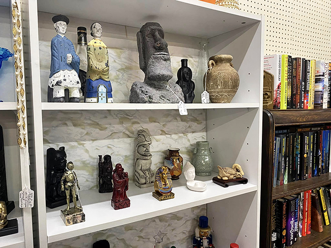 Ancient-inspired sculptures and figurines create a global village in miniature, proving that one person's archaeological treasure is another's perfect mantel piece.