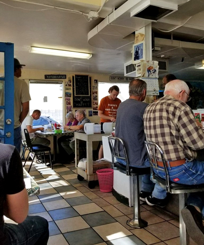 Morning regulars at the counter form Frank's unofficial board of directors, their presence as reliable as the sunrise over the Catalina Mountains.