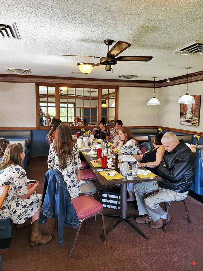 Multi-generational dining at its finest&mdash;where smartphones occasionally pause for the higher calling of passing the hot sauce.