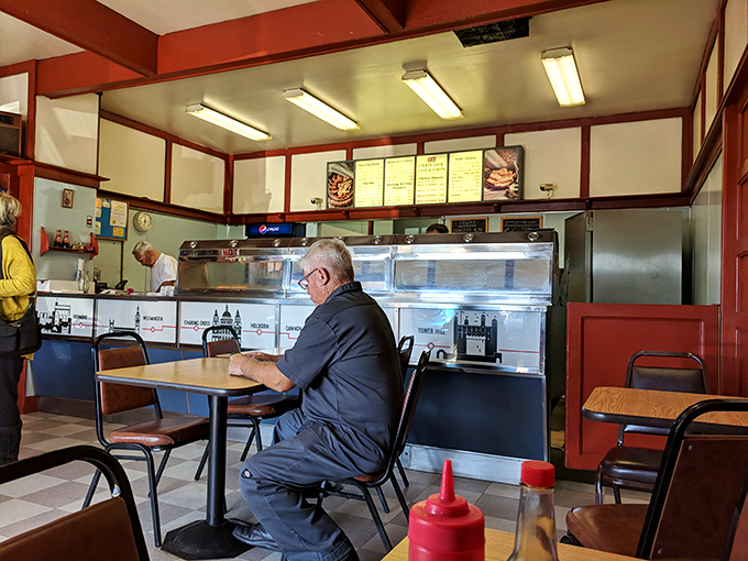 Every great food spot needs regulars, and this gentleman knows he's found his chip shop home away from home. Some decisions in life are just that simple.
