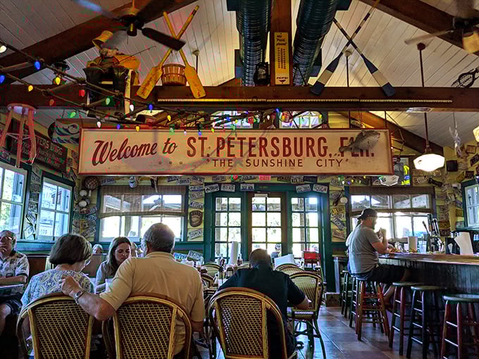 Where locals and visitors unite under the St. Petersburg sign, bonded by their mutual love of perfectly prepared seafood.