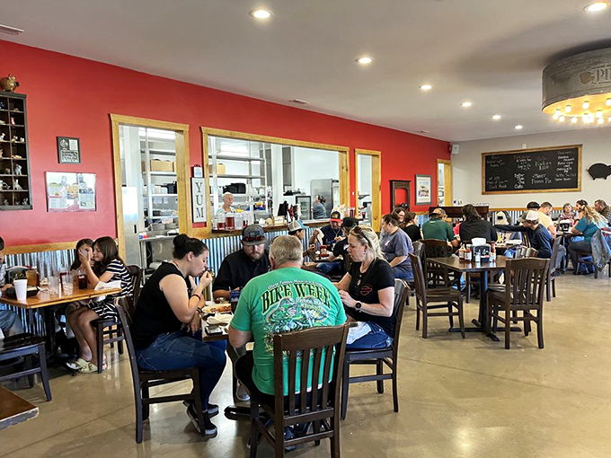 Where barbecue brings people together. The bustling dining room suggests these folks have all made a very wise lunch decision.