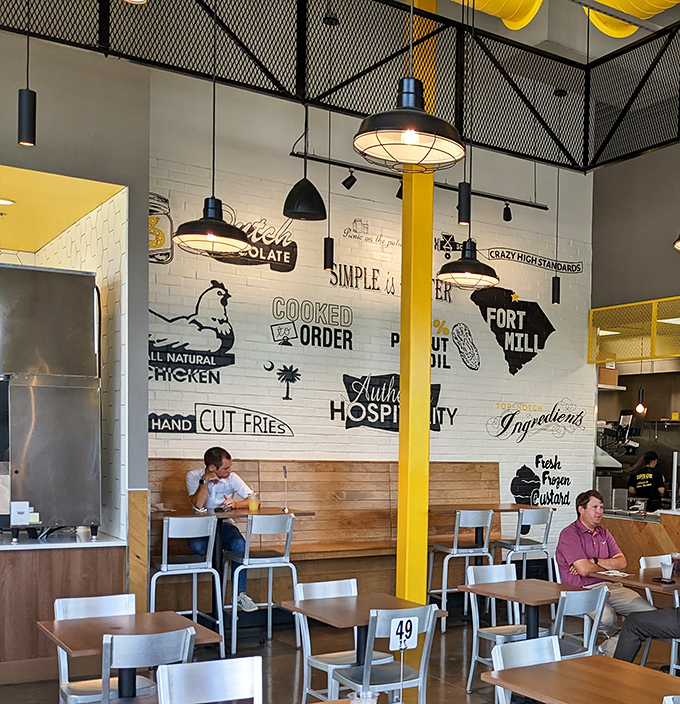 The writing's on the wall&mdash;literally. Super Chix's interior showcases their philosophy in bold graphics that celebrate their commitment to quality ingredients.