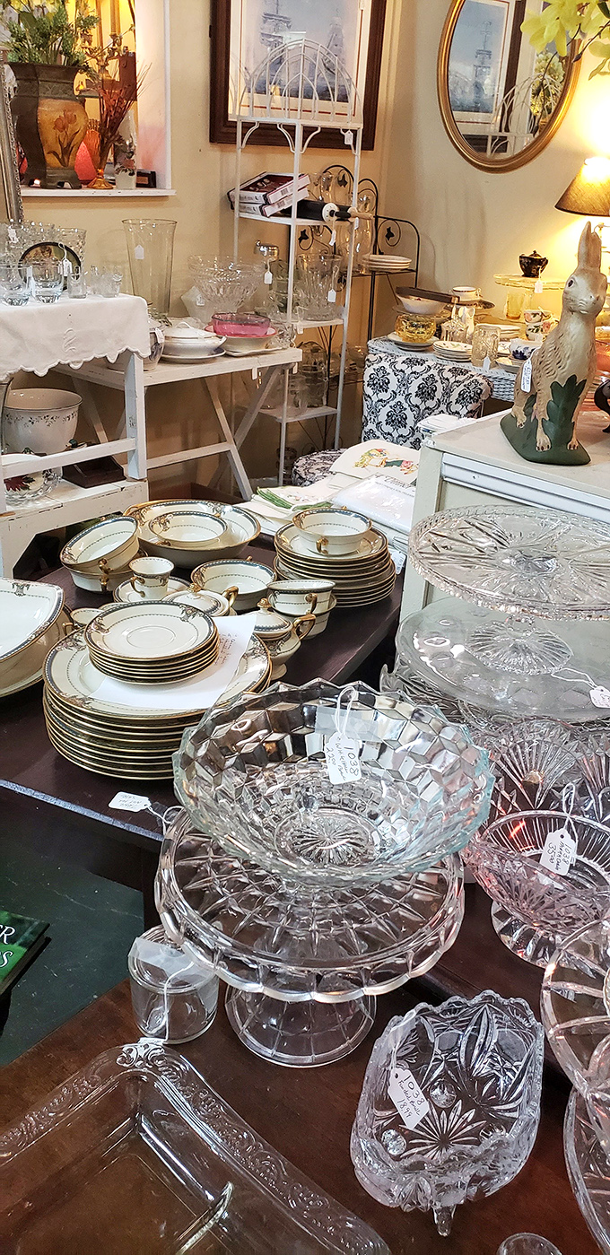 Crystal and china that would make Downton Abbey's butler weep with joy. Each piece whispers tales of elegant dinner parties from another era.
