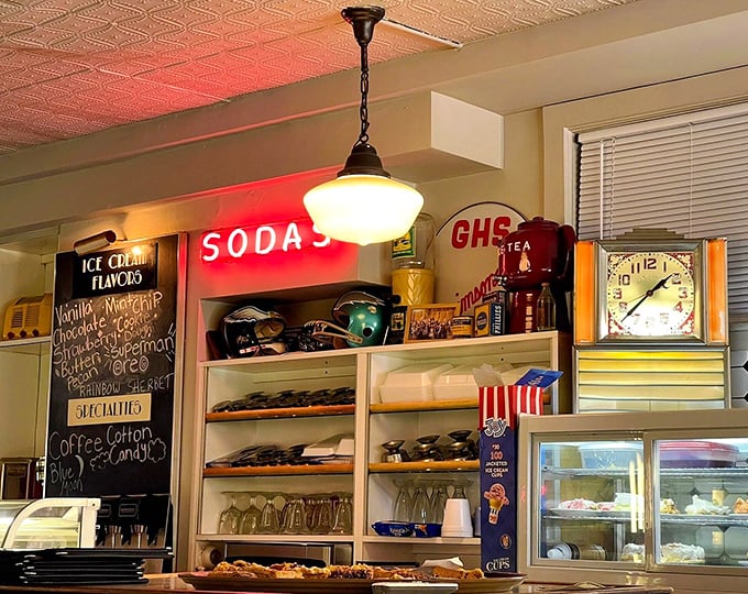 The soda counter glows with neon promise. In a world of complicated choices, sometimes all you need is a perfect ice cream float.