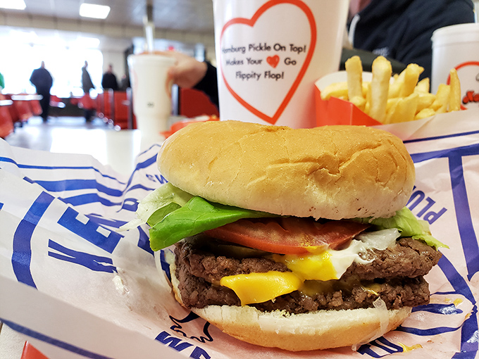 The double cheeseburger that answers the eternal question: "Can too much of a good thing be wonderful?" with a resounding "Yes!"