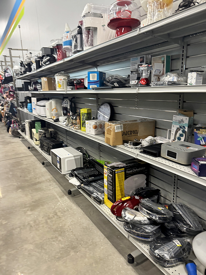 The small appliance section: where bread makers and waffle irons get their second chance at kitchen glory. One person's decluttering is another's discovery.