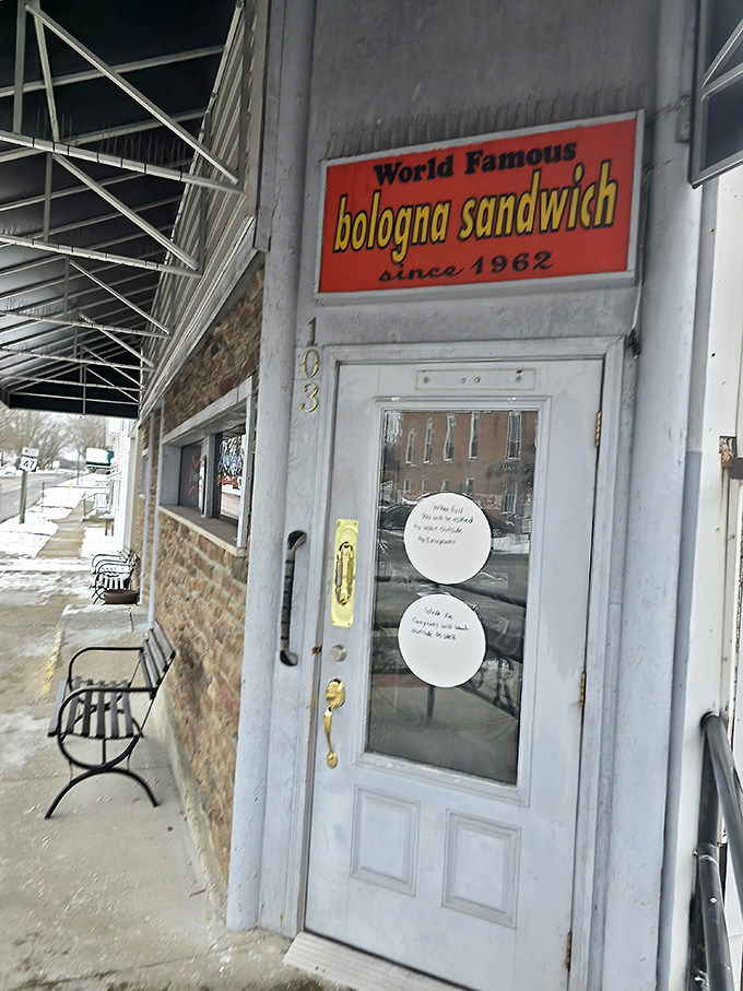 "World Famous Bologna Sandwich Since 1962" isn't hyperbole&mdash;it's a promise kept for generations. This doorway is a portal to sandwich nirvana.