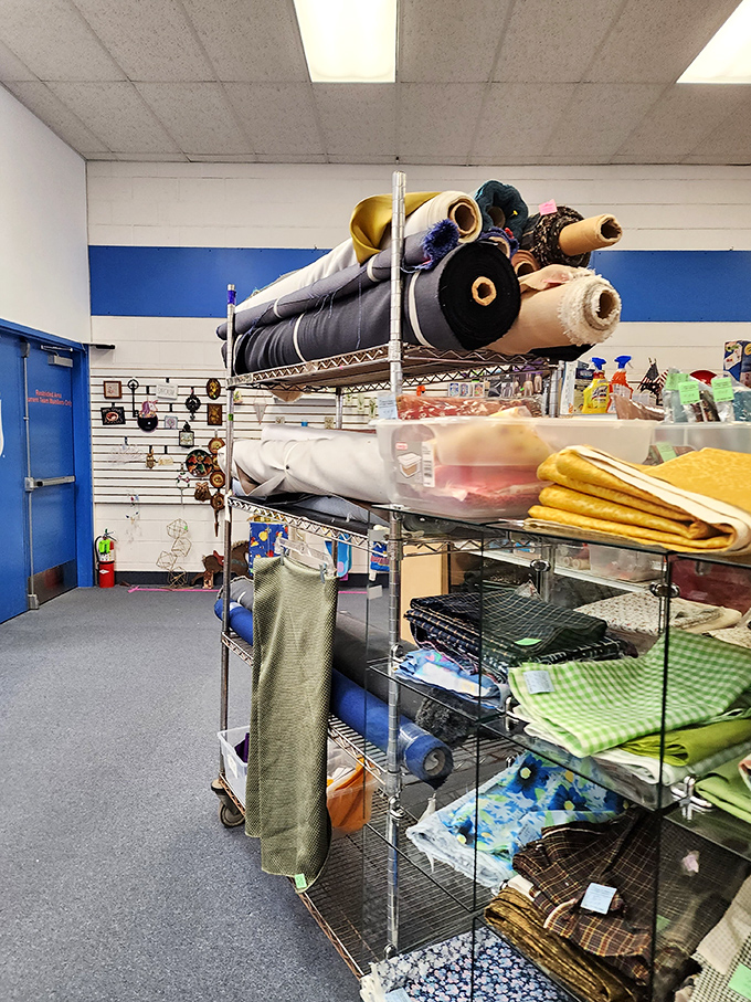 Fabric paradise for crafters and DIY enthusiasts. From upholstery remnants to quilting squares, the possibilities are limited only by imagination.