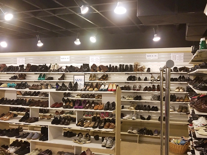 Shoe department extraordinaire! From sensible loafers to party pumps, all waiting for their Cinderella moment at a fraction of retail prices.