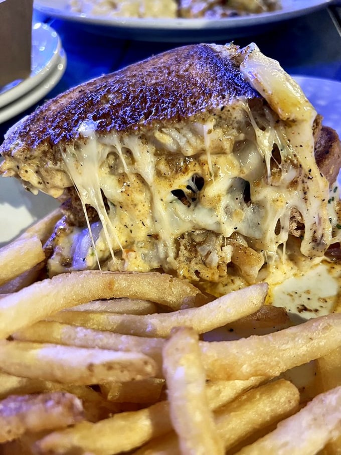 The Grouper Reuben: where Florida meets New York in a melty, toasty sandwich romance. Those cheese pulls should have their own Instagram account.