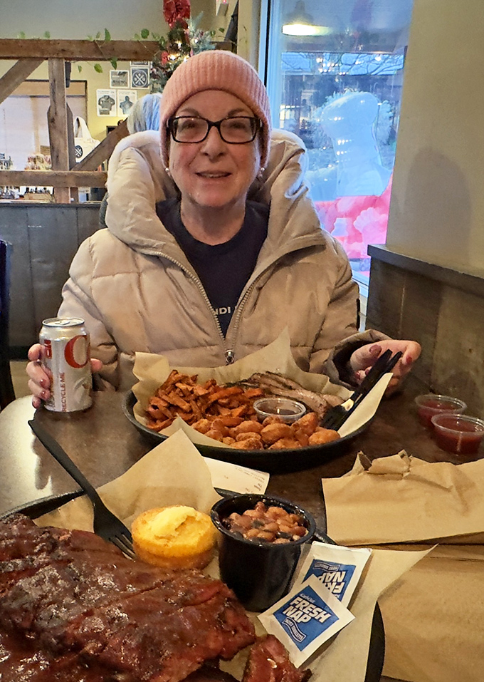 The look of pure contentment says it all&mdash;this spread isn't just a meal, it's an event worth bundling up and venturing out for.