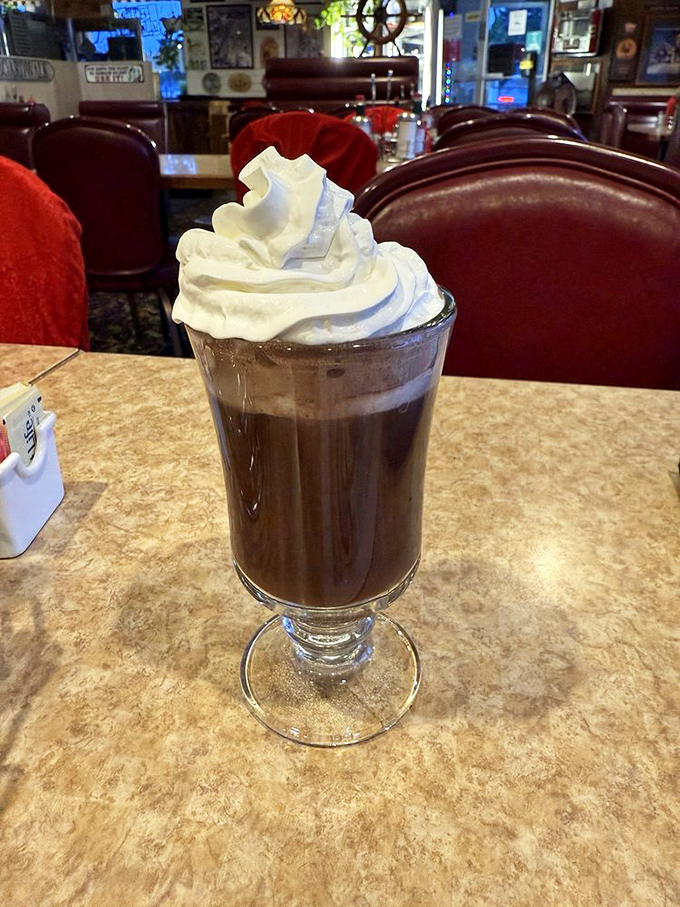 Hot chocolate that understands the importance of whipped cream architecture. The perfect companion for foggy Santa Cruz mornings.