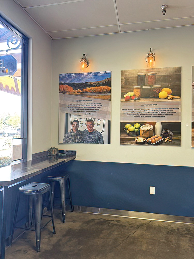 Wall art that tells a story without saying too much. The blue wainscoting adds a nautical touch that reminds you you're not far from the Pacific.