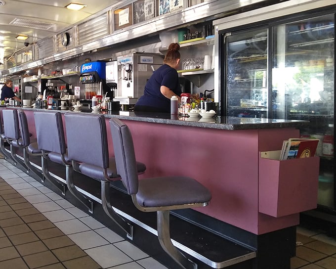 Where magic happens – the counter service view reveals the choreographed dance of diner staff serving up American classics.
