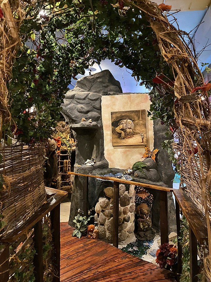 A magical archway leads visitors deeper into troll territory, where fantasy and folklore merge in an immersive experience worthy of a Tolkien novel.