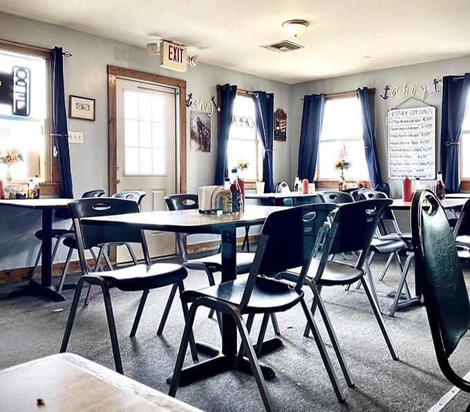 Blue curtains, simple tables, nautical decor&mdash;Essex Seafood House is the definition of unpretentious dining at its finest.