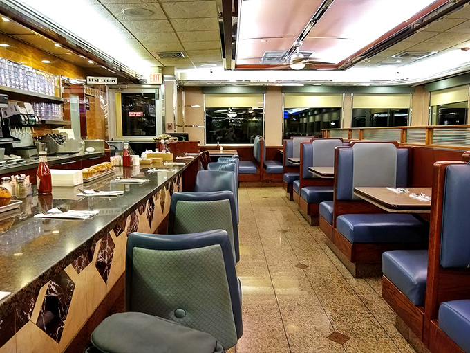 The interior reveals the diner's beating heart&mdash;comfortable booths where memories are made three meals a day, seven days a week.