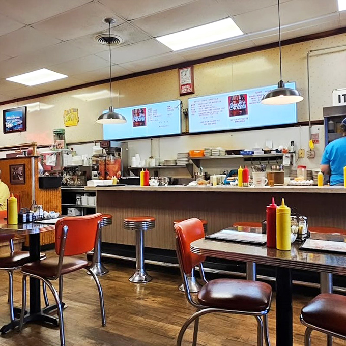 The counter and stools&mdash;where solo diners become part of the Larrison's family. Watch short-order magic happen while trading stories with whoever sits down next.