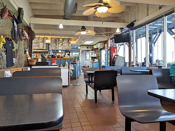 Simple tables, ocean views, and seafood worth writing home about. Neptune's Net's interior is where memories are made between bites of perfectly prepared fish.