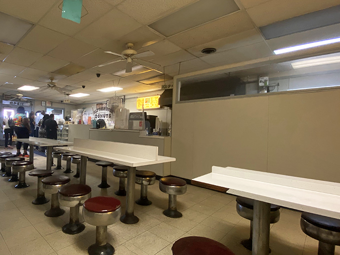 The diner aesthetic remains gloriously unchanged &ndash; ceiling fans spinning stories overhead while countertops hold decades of satisfied customer memories.