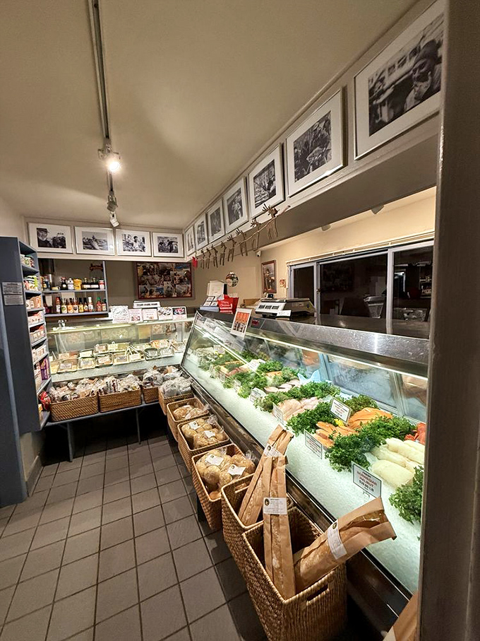 The fish market interior&mdash;where black and white photos of fishing adventures line the walls&mdash;combines maritime history with daily fresh catches.