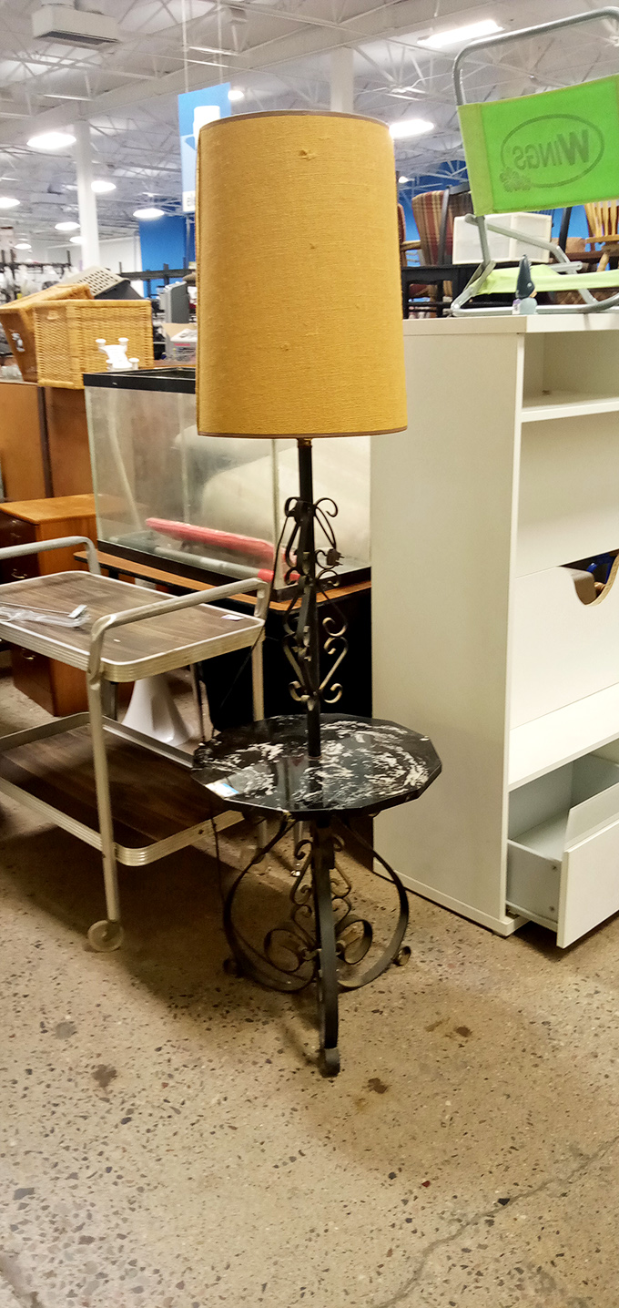 This vintage floor lamp isn't just lighting&mdash;it's time travel in metal and fabric form, ready to cast a glow on its next chapter.