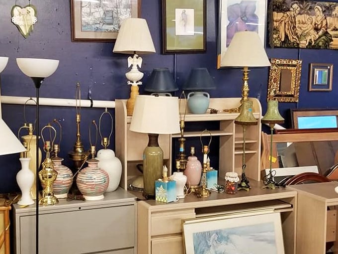 The lamp section glows with potential, each shade and base waiting for its "bright" future in someone's reading nook or cozy corner.