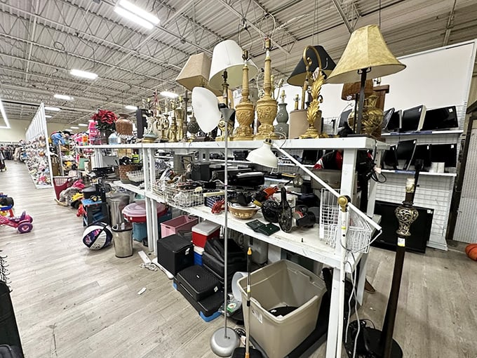 Lamp heaven or lighting purgatory? Either way, these illuminating treasures only need a fresh shade to brighten someone's life again.