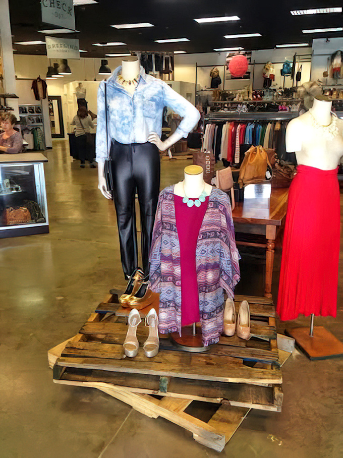 Creative displays on wooden pallets prove sustainable shopping can look as curated as any boutique your daughter-in-law recommends.