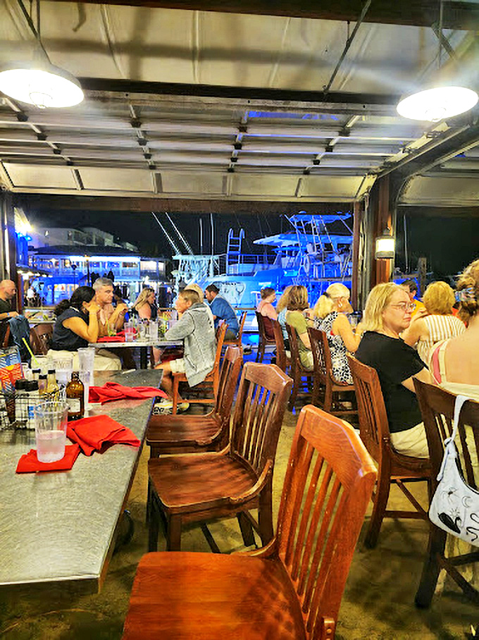 Dinner with a view&mdash;fishing boats twinkling in the harbor make every bite taste somehow more authentically "Keys."